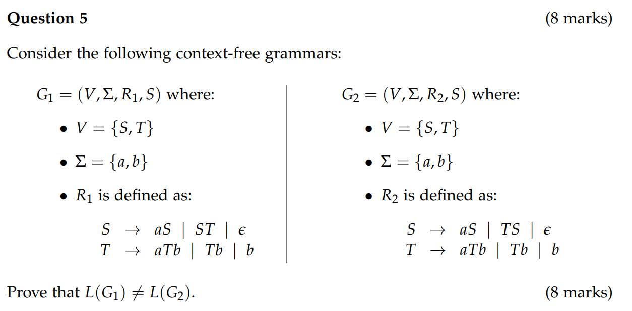 Solved Question 5 (8 marks) Consider the following | Chegg.com