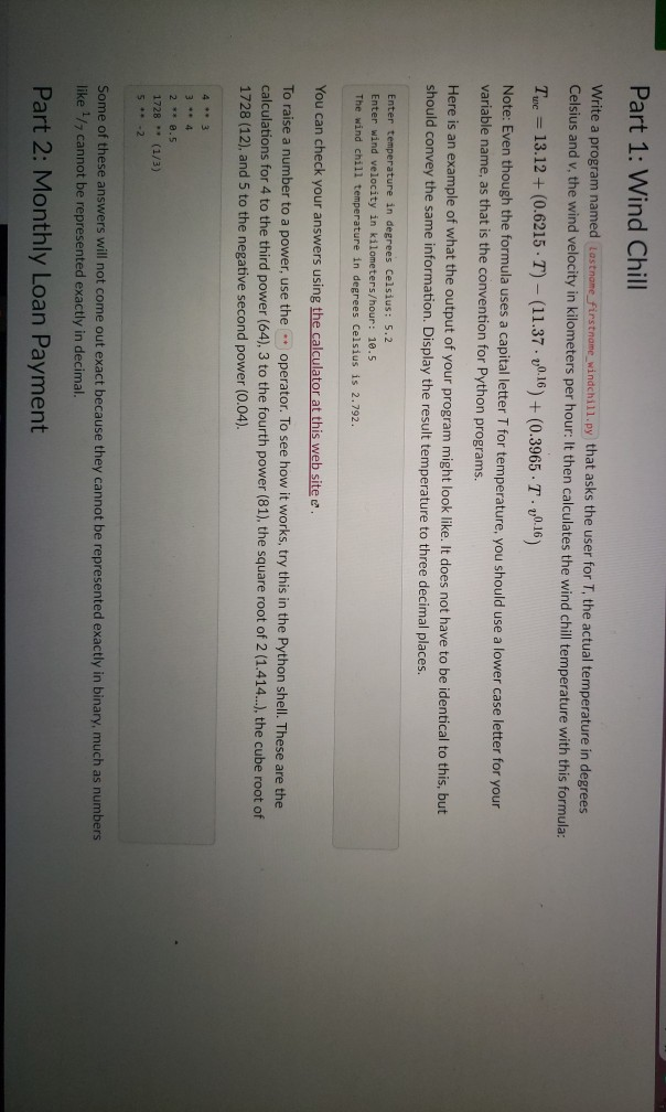 Solved Part 1: Wind Chill Write a program named Lastnone | Chegg.com