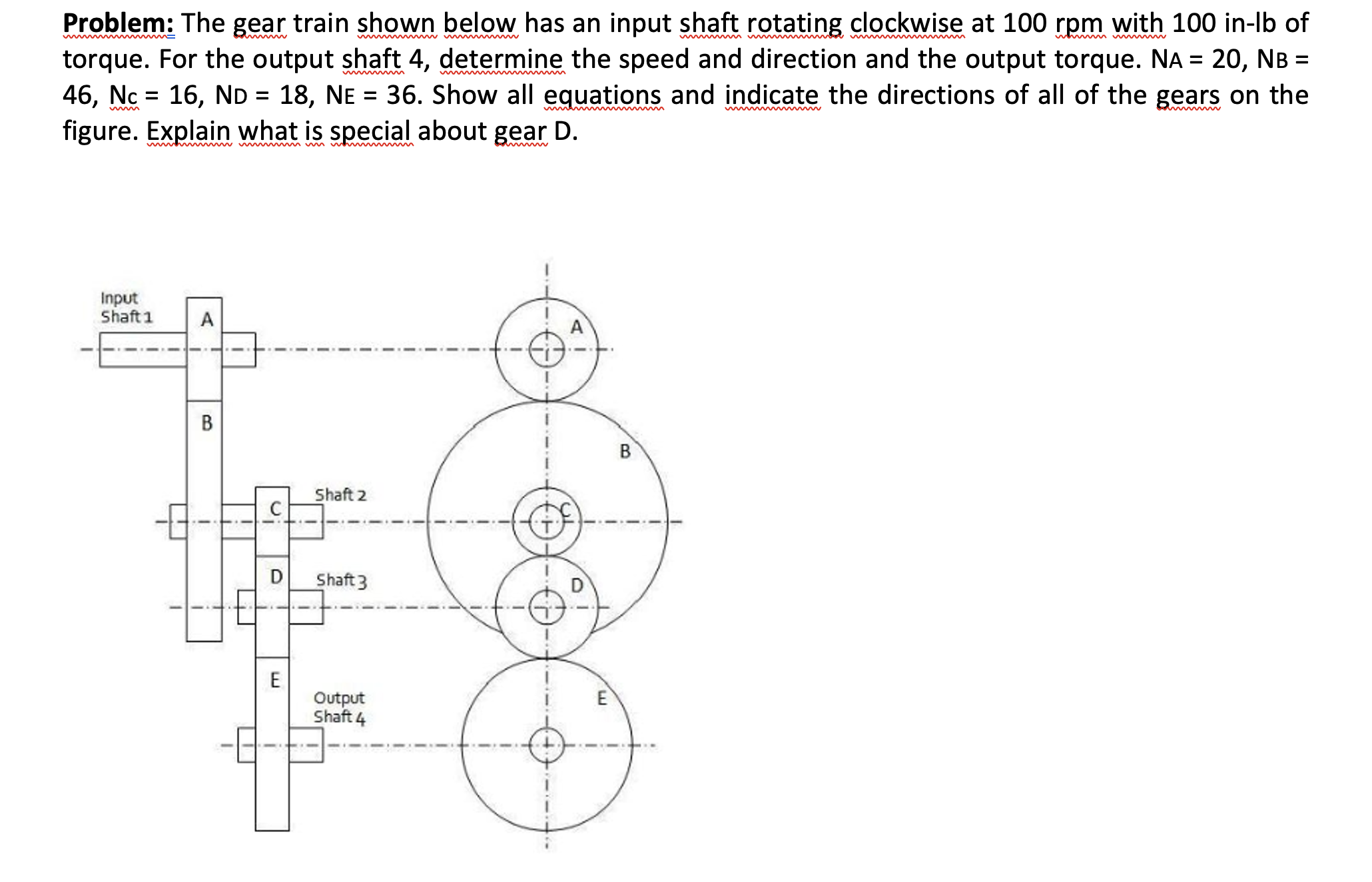 Solved Problem: The gear train shown below has an ﻿input | Chegg.com