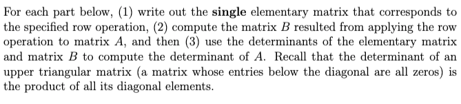 Solved For each part below, (1) write out the single | Chegg.com