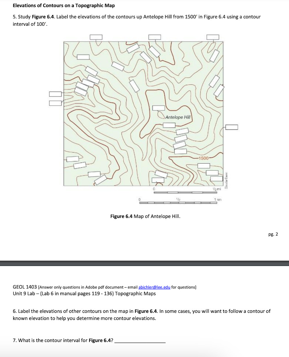 Solved Elevations of Contours on a Topographic Map 5. Study | Chegg.com