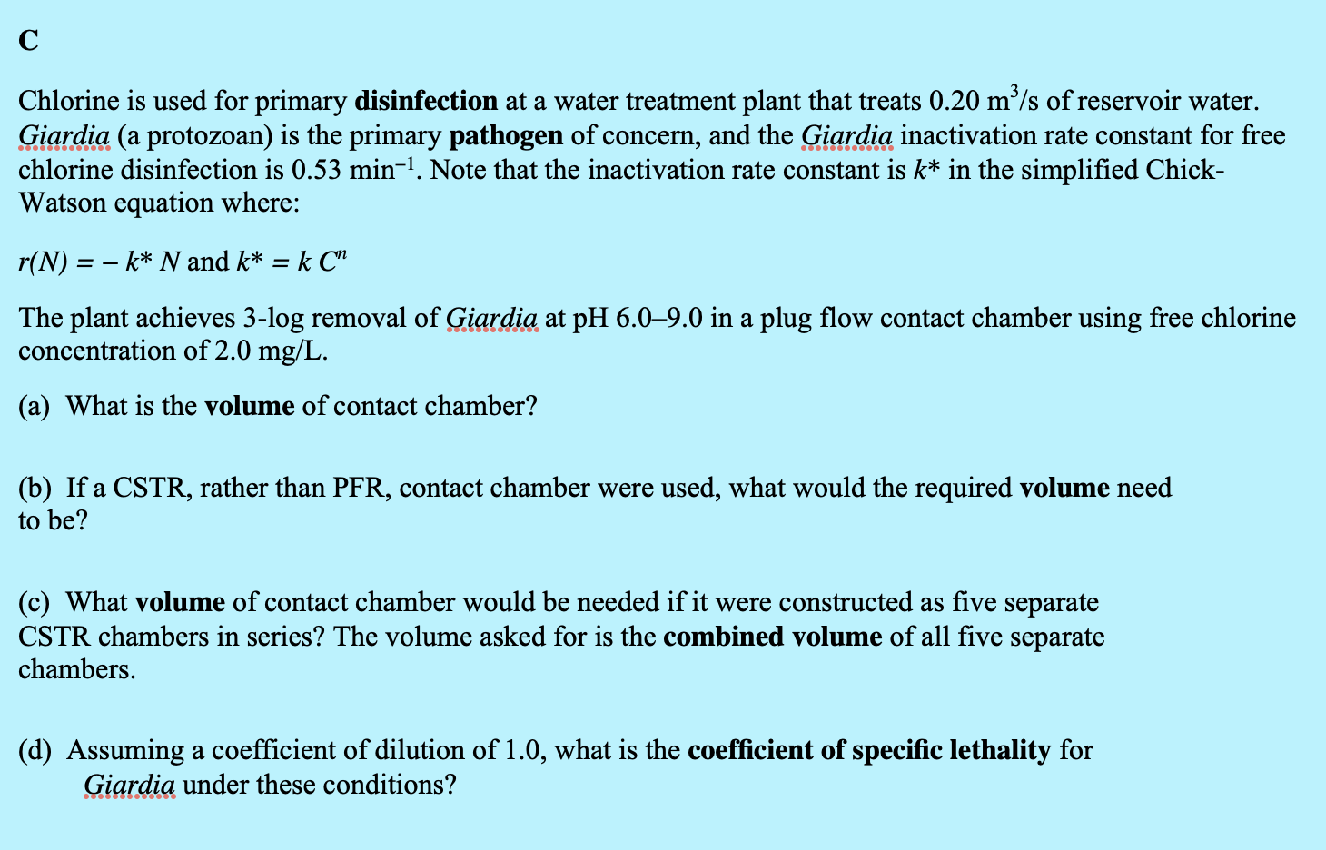 Solved С Chlorine is used for primary disinfection at a | Chegg.com