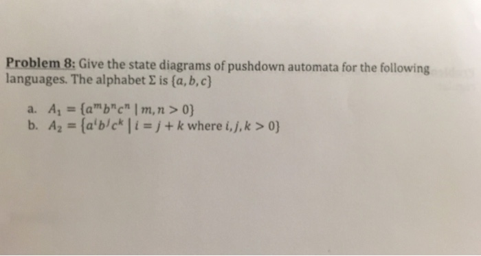 Solved Give the state diagrams of pushdown automata for the | Chegg.com