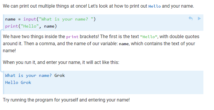 Solved We ﻿can print out multiple things at ﻿once! Let's | Chegg.com