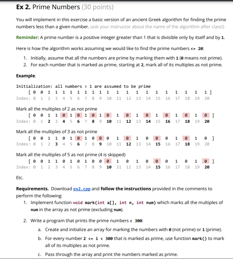 Solved Ex 2. Prime Numbers (30 points) You will implement in | Chegg.com