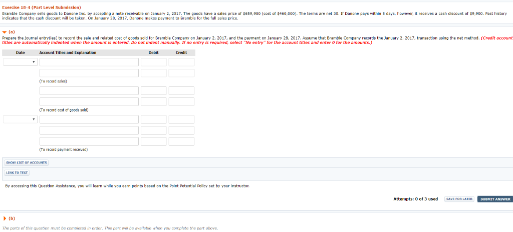 Solved Exercise 18-4 (Part Level Submission) accepting a | Chegg.com