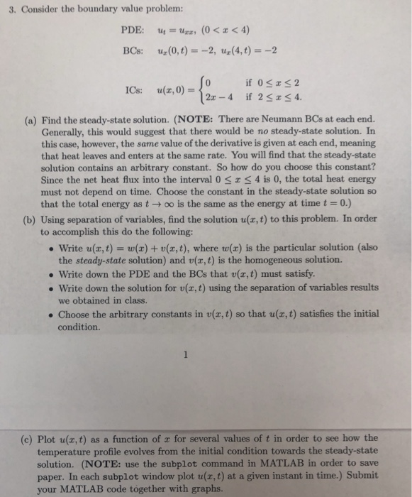 Solved 3. Consider the boundary value problem: PDE: ut = | Chegg.com