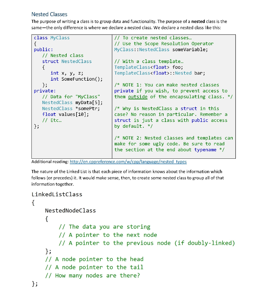 Project 1 - Templated Linked List Overview The | Chegg.com