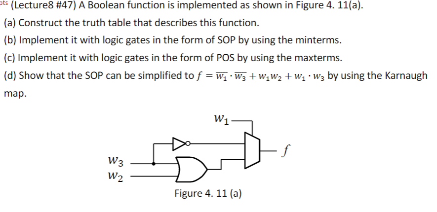 Solved ots (Lecture8 #47) A Boolean function is implemented | Chegg.com