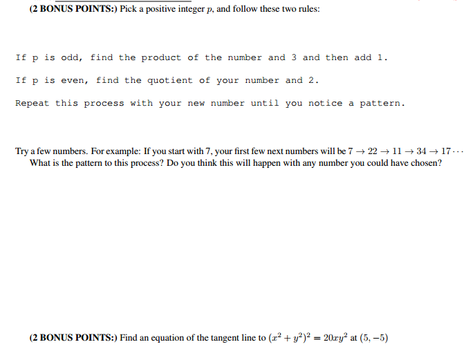 Solved (2 BONUS POINTS:) Pick a positive integer p, and | Chegg.com