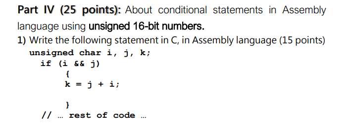 Solved Part IV (25 points): About conditional statements in | Chegg.com