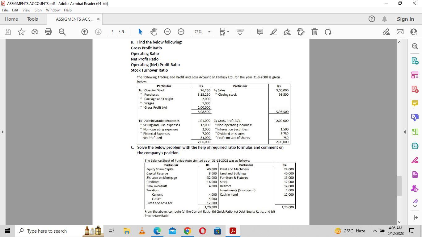 ASSIGMENTS ACCOUNTS.pdf - Adobe Acrobat Reader | Chegg.com