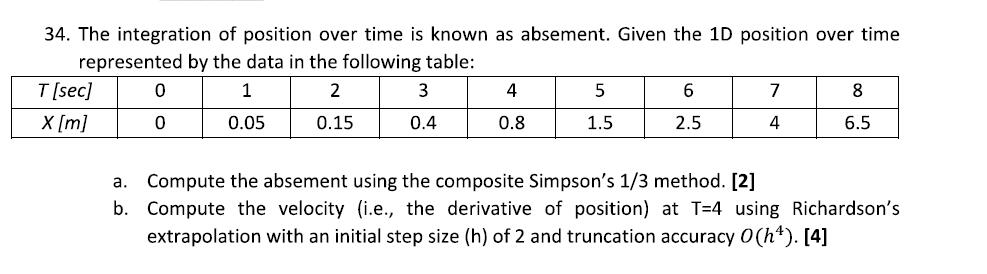 Solved 34. The integration of position over time is known as | Chegg.com