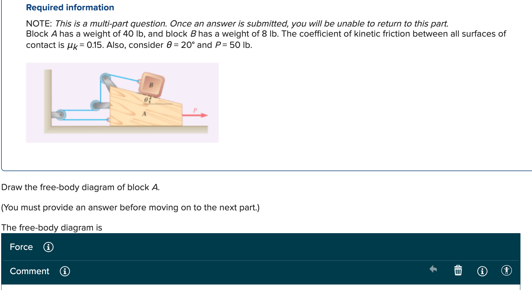 Solved a) Draw FBD b) the acceleration of the block B | Chegg.com