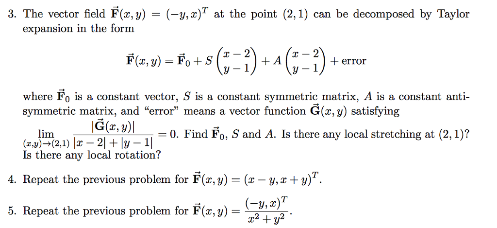 3. The vector field F(x,y)-(-y,x)" at the point (2,1) | Chegg.com