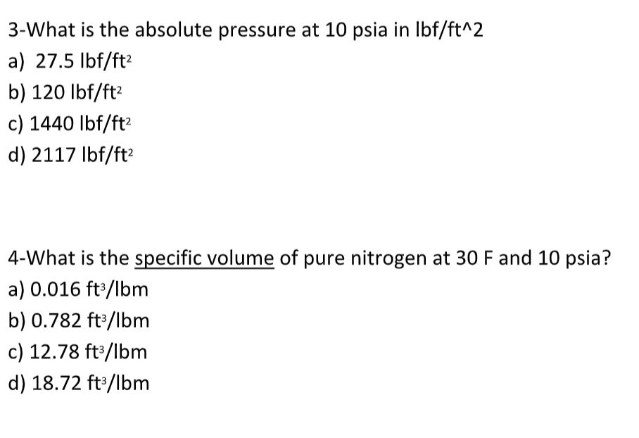Solved 3-What is the absolute pressure at 10 psia in | Chegg.com