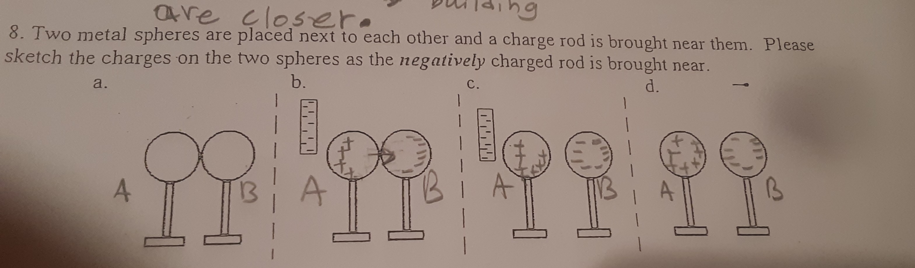 Solved Two metal spheres are placed next to each other and a | Chegg.com