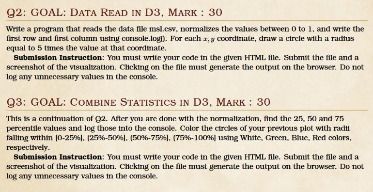 Solved **Must use D3 library in JavaScript** Q2: Write a | Chegg.com
