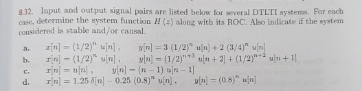 Solved 8.32. Input and output signal pairs are listed below | Chegg.com