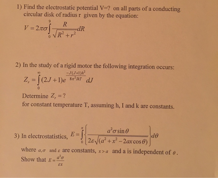 Solved Find the electrostatic potential V=? on all parts of | Chegg.com