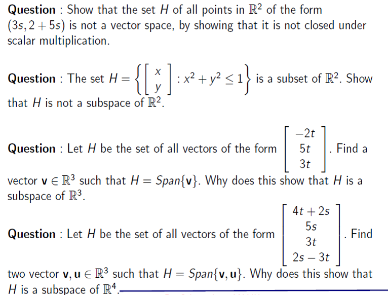 Solved Question : Show that the set H of all points in R2 of | Chegg.com