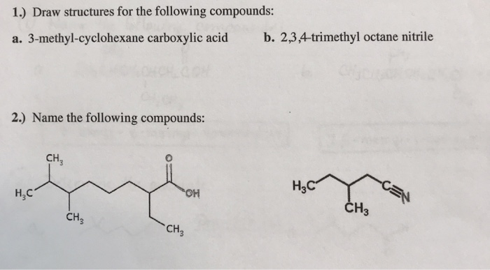 Solved 1.) Draw structures for the following compounds: a. | Chegg.com