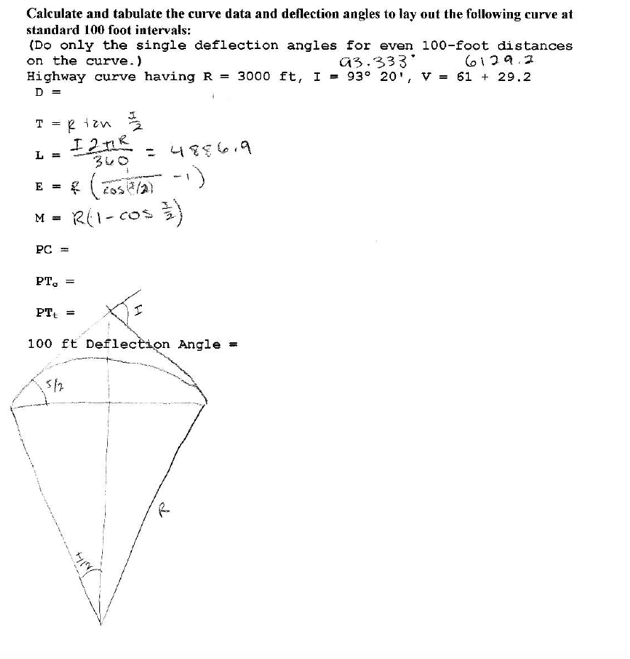 Solved Calculate and tabulate the curve data and deflection | Chegg.com