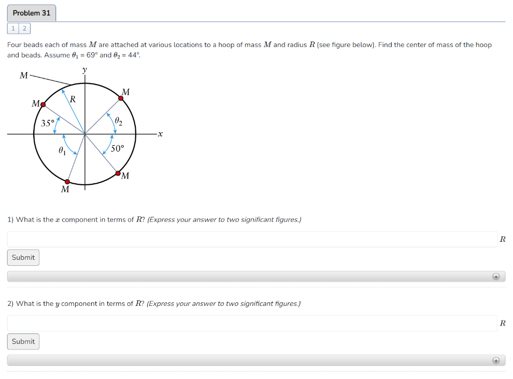 Solved Four beads each of mass M are attached at various | Chegg.com