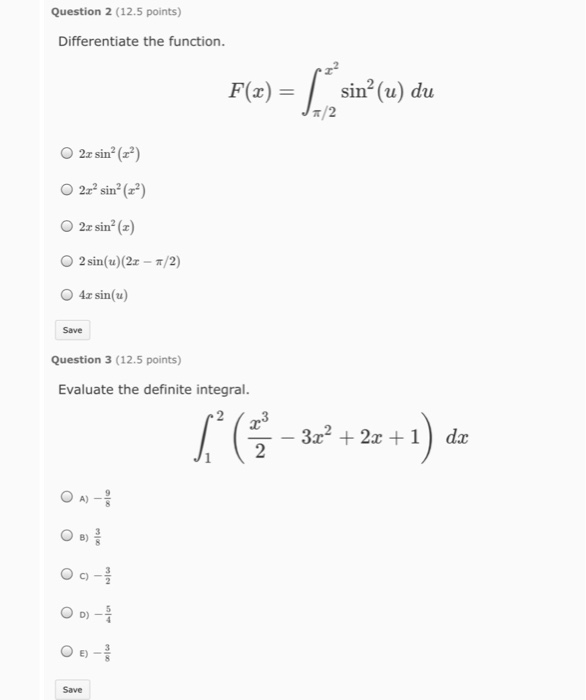 Solved Question 2 (12.5 points) Differentiate the function | Chegg.com