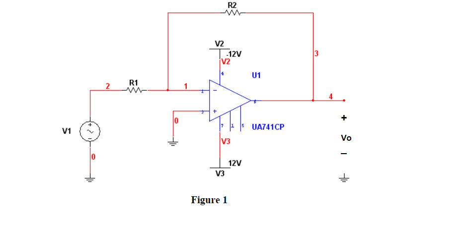 Solved 1. Design the inverting amplifier circuit, shown in | Chegg.com