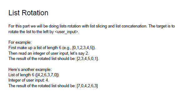 Solved List Rotation For this part we will be doing lists | Chegg.com