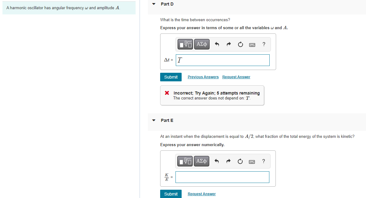 Solved A harmonic oscillator has angular frequency ω and | Chegg.com