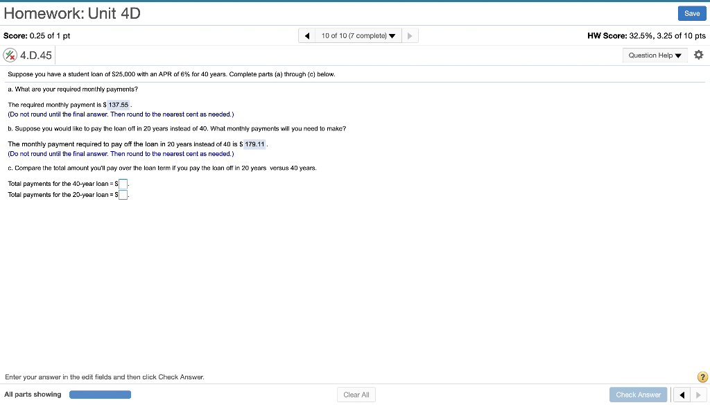 Solved Homework: Unit 4D Save Score: 0.25 of 1 pt 1 10 of 10 | Chegg.com