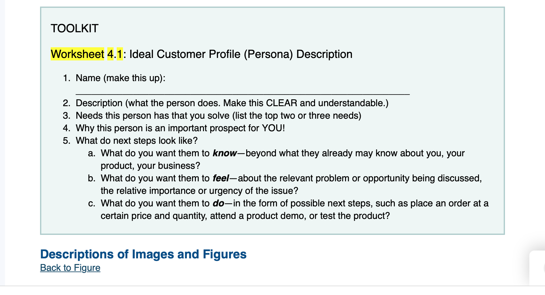 Solved TOOLKITWorksheet 4.1: Ideal Customer Profile | Chegg.com