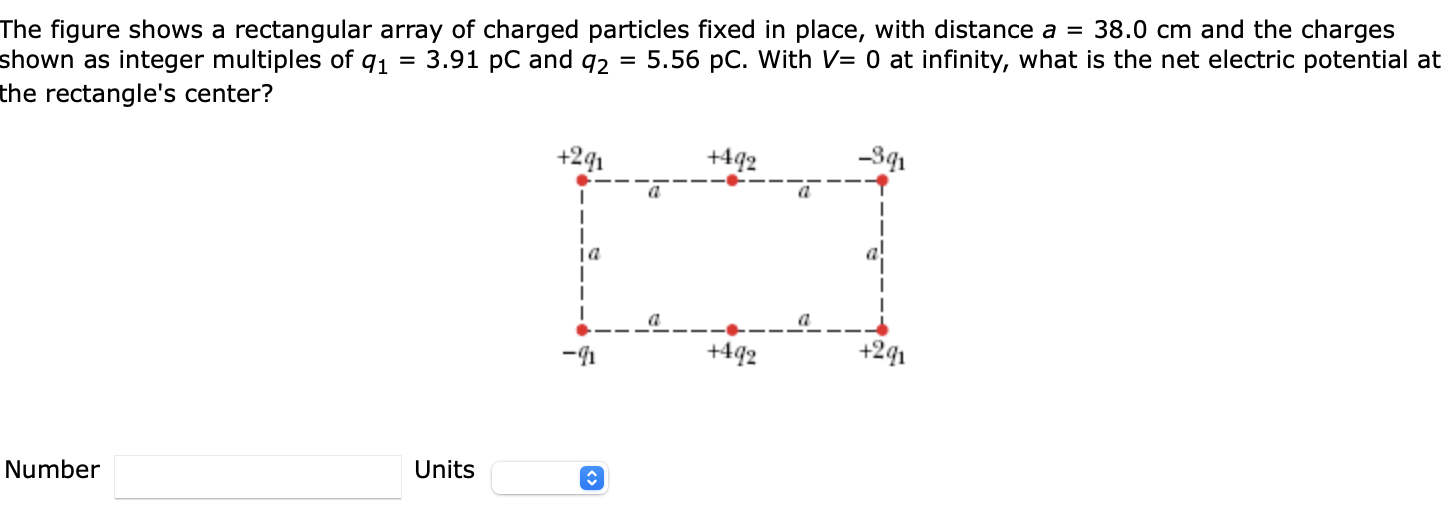 Solved The figure shows a rectangular array of charged | Chegg.com