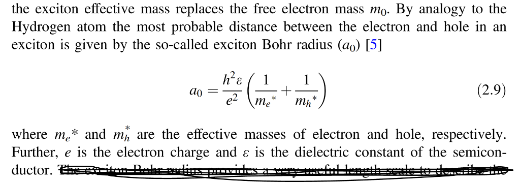 Exciton Bohr Radius