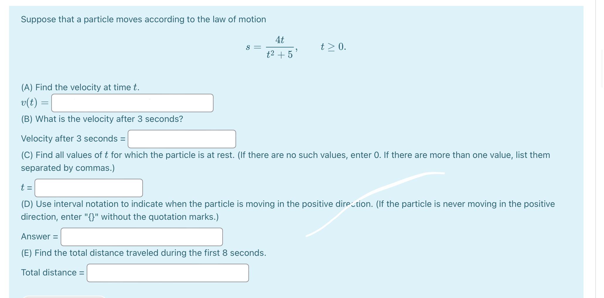 Solved Suppose that a particle moves according to the law of | Chegg.com