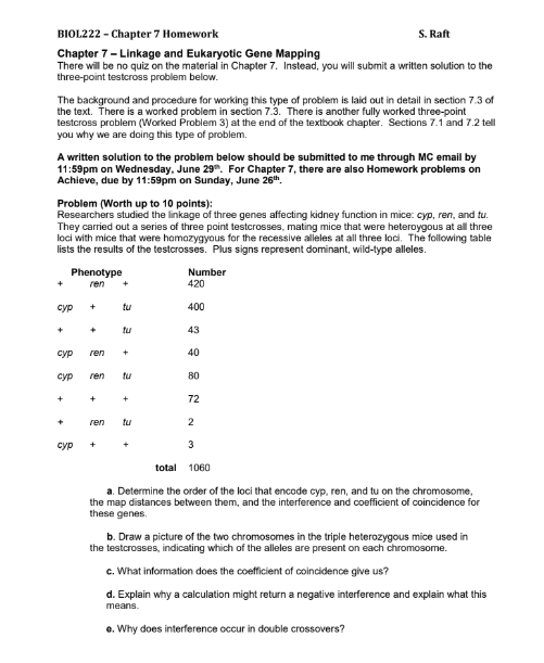 Solved BIOL222 - Chapter 7 Homework S. Raft Chapter 7 - | Chegg.com
