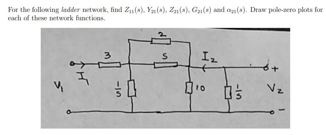 Solved For the following ladder network, find Z11(s), | Chegg.com