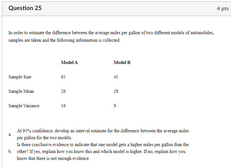 Solved In order to estimate the difference between the | Chegg.com