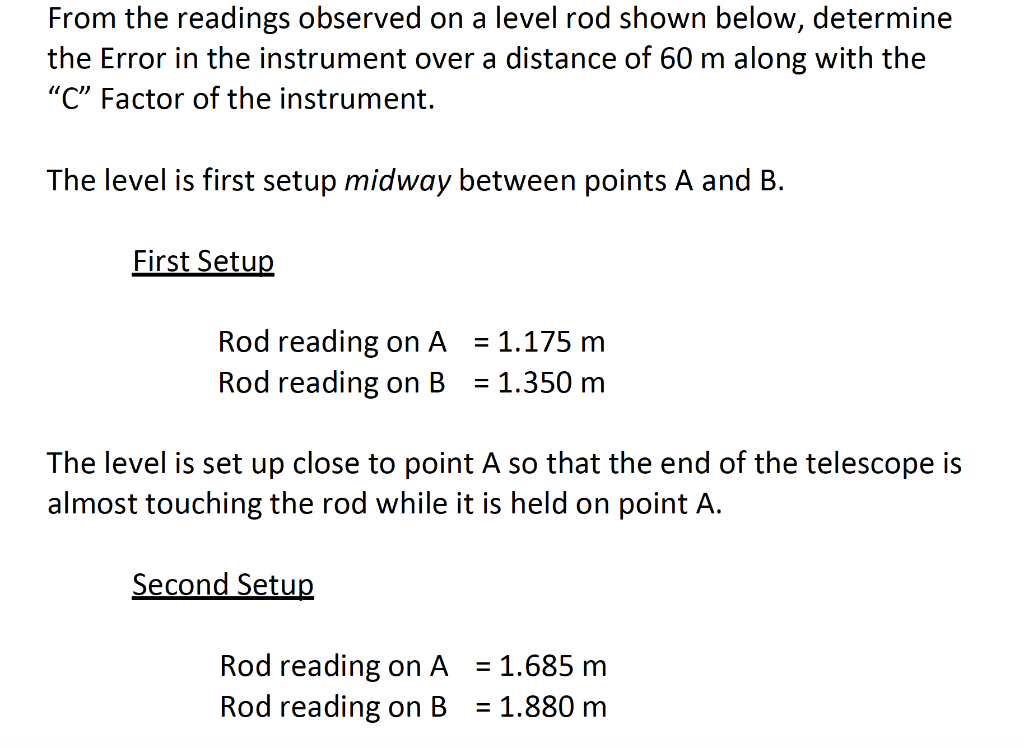 Solved From the readings observed on a level rod shown | Chegg.com