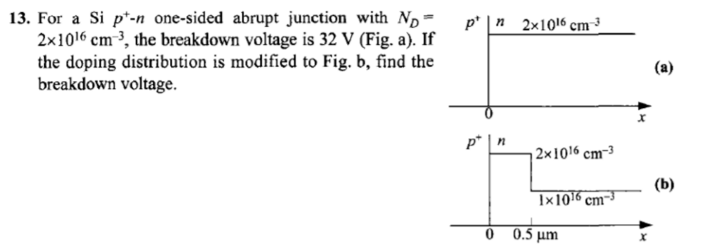 Solved For a Si p+n one sided abrupt junction with nd= 2x | Chegg.com