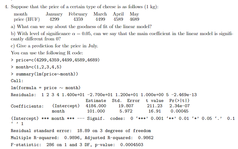 Solved 1. Suppose that the price of a certain type of cheese | Chegg.com