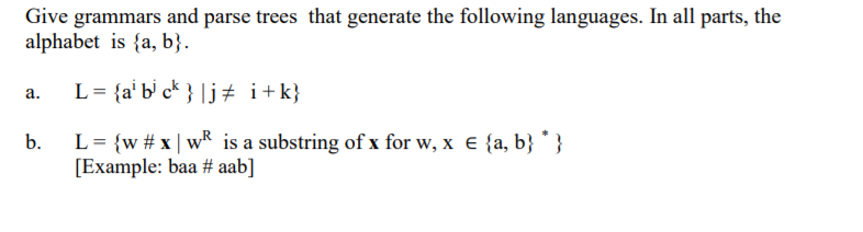 Solved Give grammars and parse trees that generate the | Chegg.com Solved Give grammars and parse trees that generate the | Chegg.com