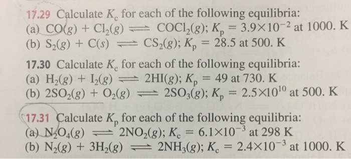Solved 17.29 Calculate Ke for each of the following | Chegg.com