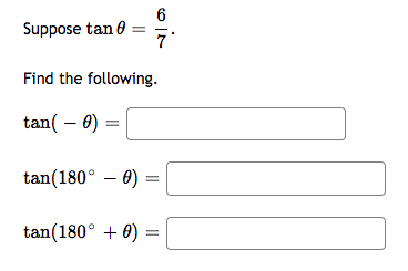 Solved Suppose tanθ=76. Find the following. | Chegg.com