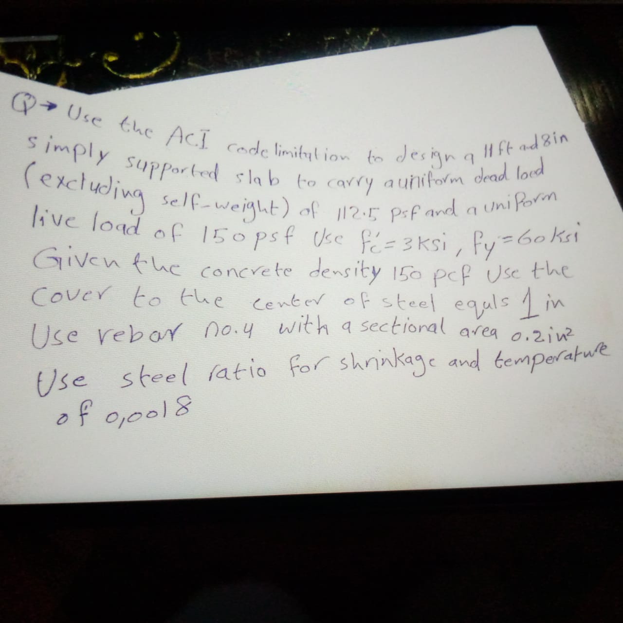 Solved Q → Use the ACI codelimitulion to design a llft ad 8 | Chegg.com