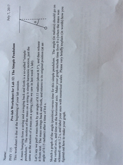 Solved A mass hanging from a string and swinging back and | Chegg.com