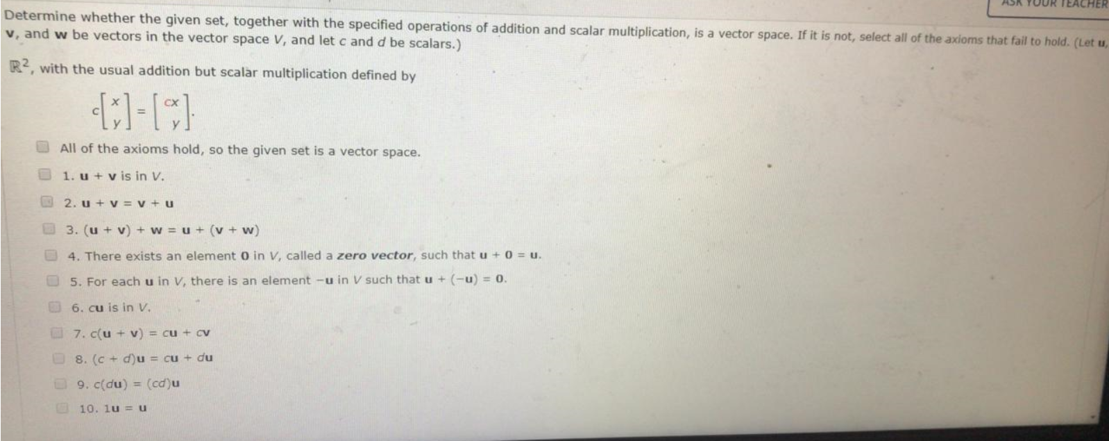 Solved ASK YOUR TEACHER Determine whether the given set, | Chegg.com