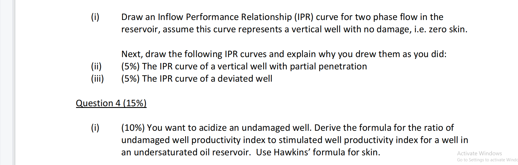 Solved (i) Draw an Inflow Performance Relationship (IPR) | Chegg.com